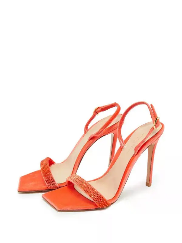 GIANVITO ROSSI Britney Velvet Slingback Sandals - Orange