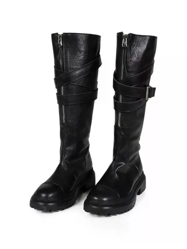 BOHEMSEO Folded Belted Zip-fastening Boots