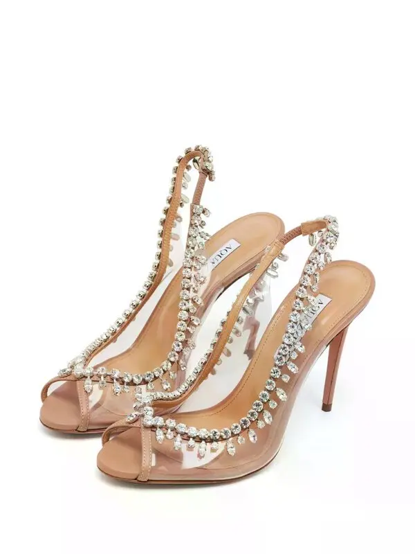AQUAZZURA Temptation Crystal-embellished Slingback Sandals