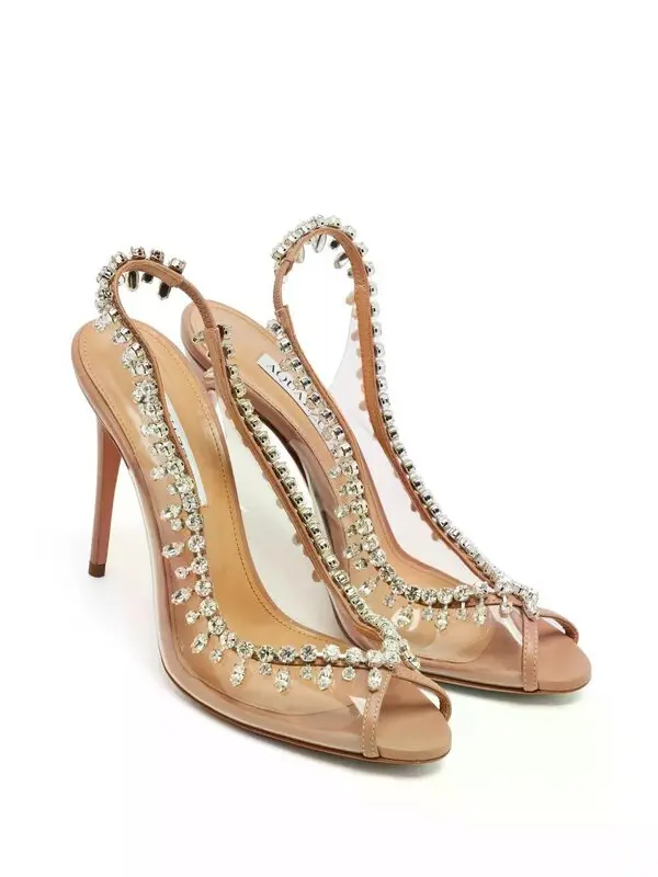 AQUAZZURA Temptation Crystal-embellished Slingback Sandals