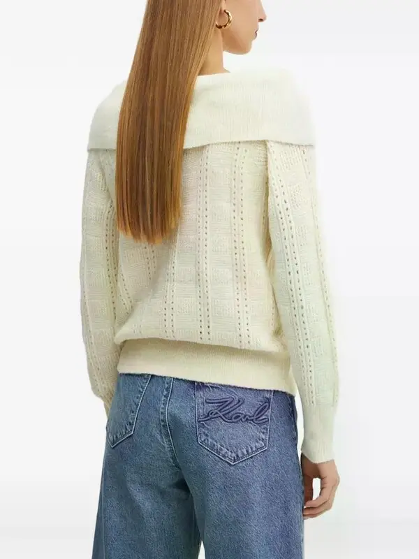 SILVIAN HEACH Rojas Pointelle-knit Off-shoulder Sweater