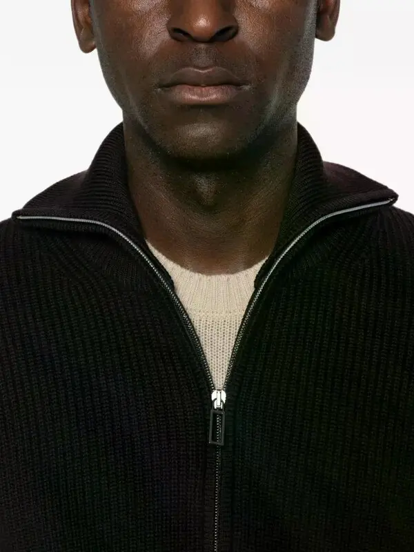 PAOLO PECORA Ribbed-knit Zip-up Sweater