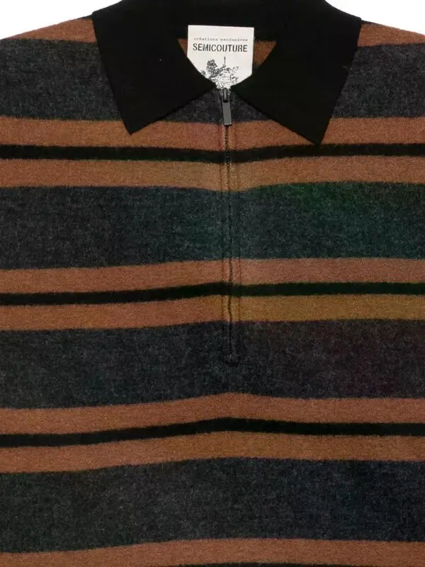 SEMICOUTURE Striped Zip-up Polo Shirt