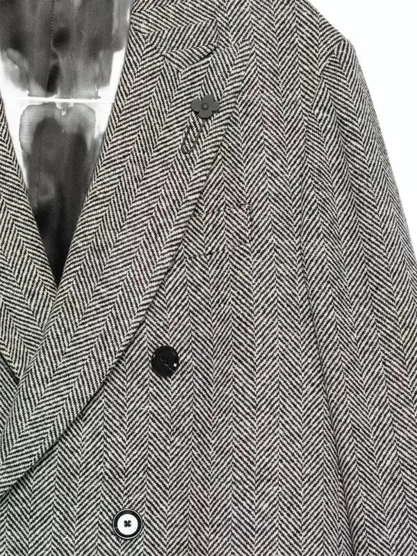 LARDINI Herringbone Double-breasted Coat