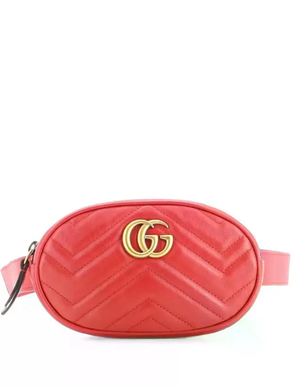 Gucci Gg Marmont Matelasse Leather Belt Bag - Red