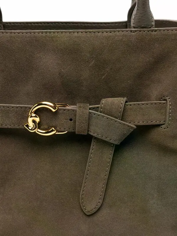 COCCINELLE Shearling-trim Suede Shoulder Bag