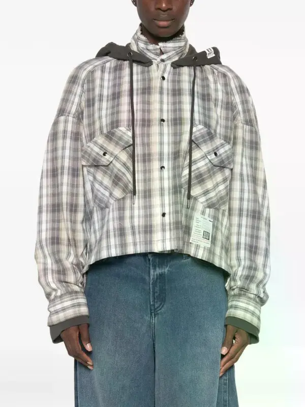 Mihara Yasuhiro Check-pattern Hooded Shirt