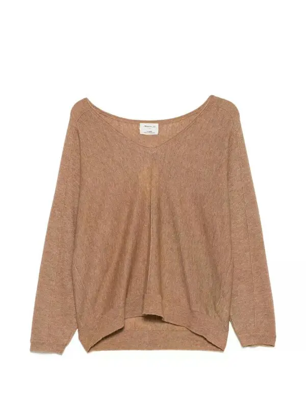 MAISON123 Metallic-effect V-neck Sweater - Brown