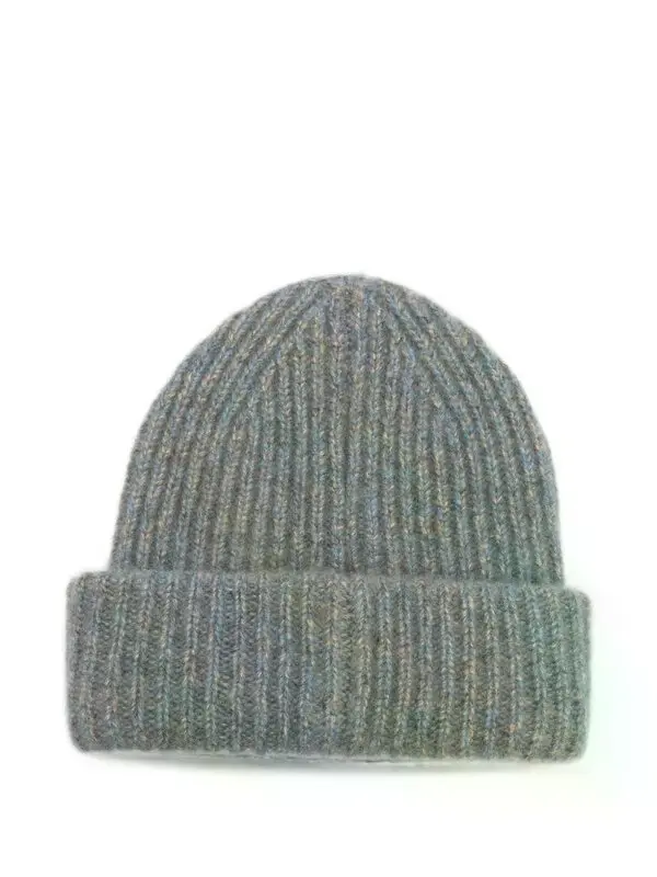 Soft Goat Marled Ribbed-knit Beanie Hat