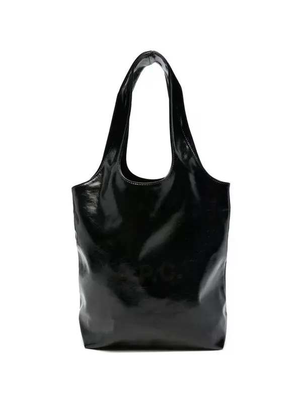 A.p.c. Logo-print Patent-finish Tote Bag - Black