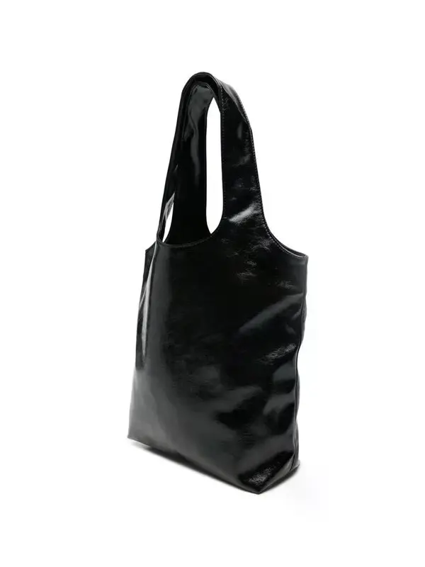 A.p.c. Logo-print Patent-finish Tote Bag - Black