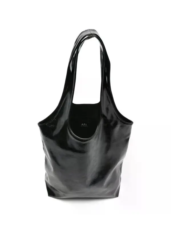 A.p.c. Logo-print Patent-finish Tote Bag - Black