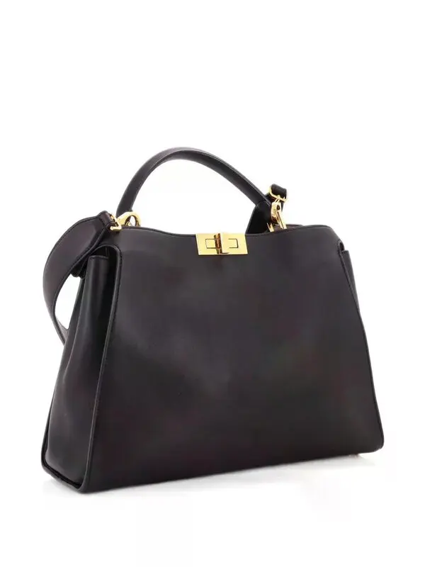 Fendi Peekaboo Essential Bag Leather Medium Satchel - Black
