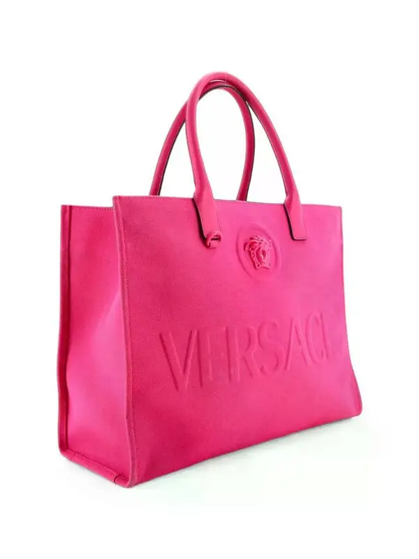 Versace La Medusa Embossed Canvas Large Tote Bag - Pink