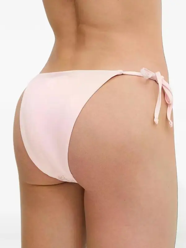 Guess Rhinestone-logo Side-tie Bikini Bottoms - Pink