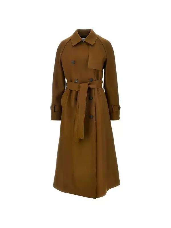 Harris Wharf London Double-breasted Belted Trench Coat - Brown