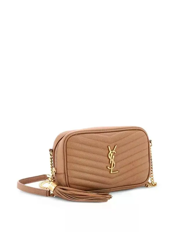 Saint Laurent Lou Camera Bag Matelasse Chevron Leather Mini Cross Body Bag - Brown