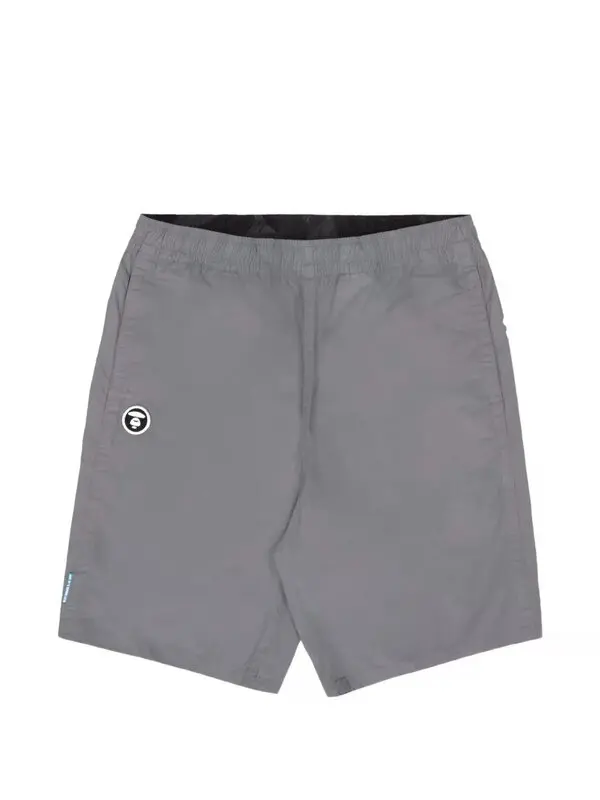 AAPE BY *A BATHING APE Moonface-embroidered Reversible Track Shorts - Grey