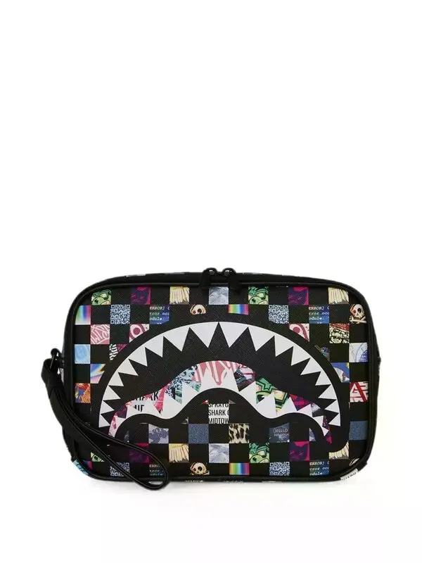 SPRAYGROUND Sharkverse Universe Checkered Wash Bag - Black