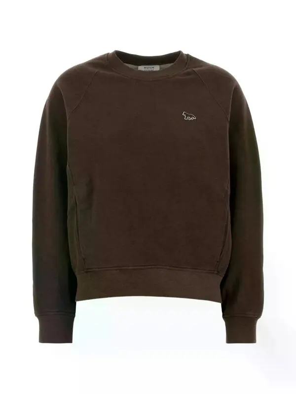 Maison Kitsuné Logo-embroidered Long-sleeve Sweatshirt - Brown