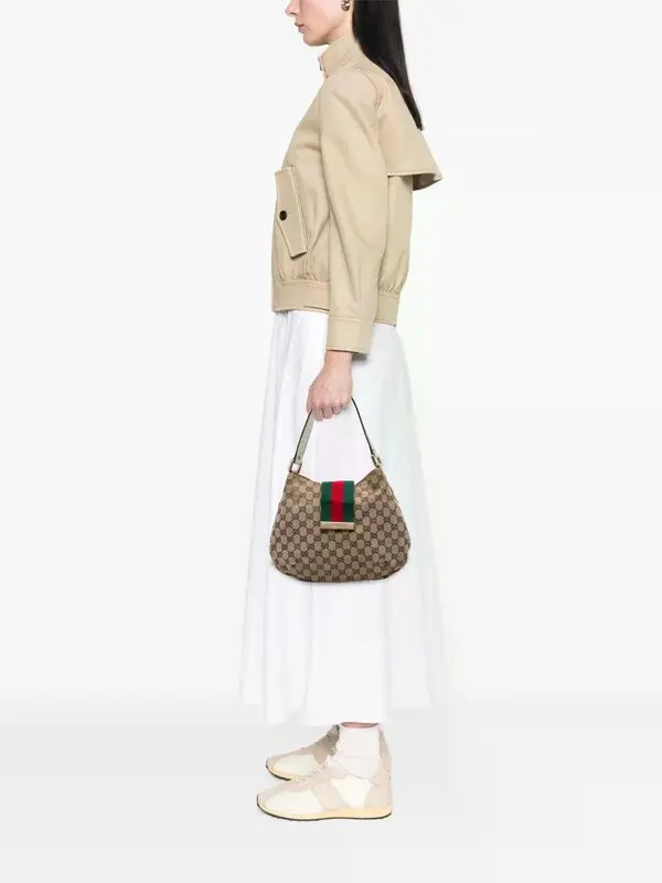 Gucci Gg Canvas Web Hobo Shoulder Bag