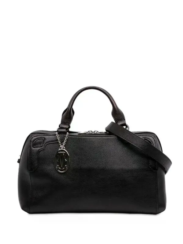 Cartier 1990-2010 Grained Calfskin Marcello De Bowling Bag Satchel - Black