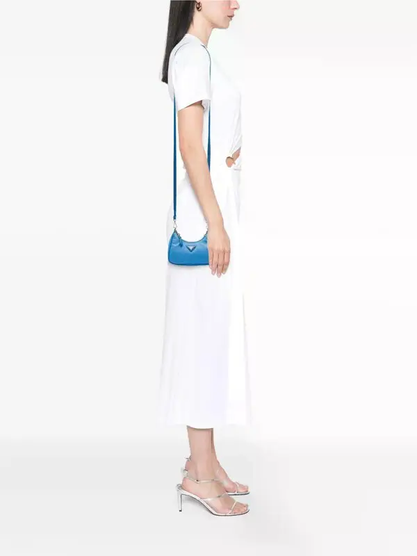 Prada 2019-2026 Mini Saffiano Trimmed Tessuto Re Edition 2005 Satchel - Blue
