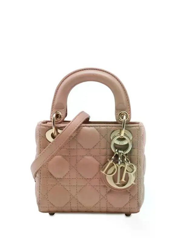 Dior 2020 Micro Lambskin Cannage Lady Satchel - Brown