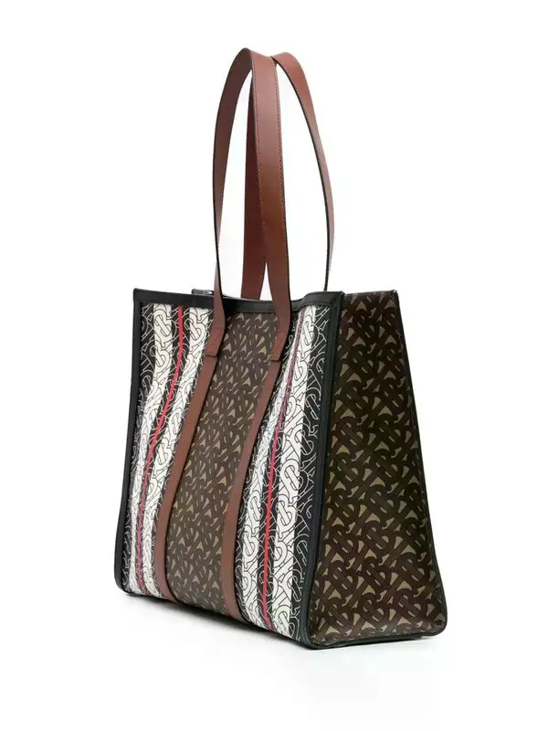 Burberry Tb Monogram E Canvas Stripe Book Tote Bag