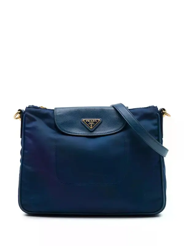 Prada 2000-2013 Saffiano Trimmed Tessuto Crossbody Bag