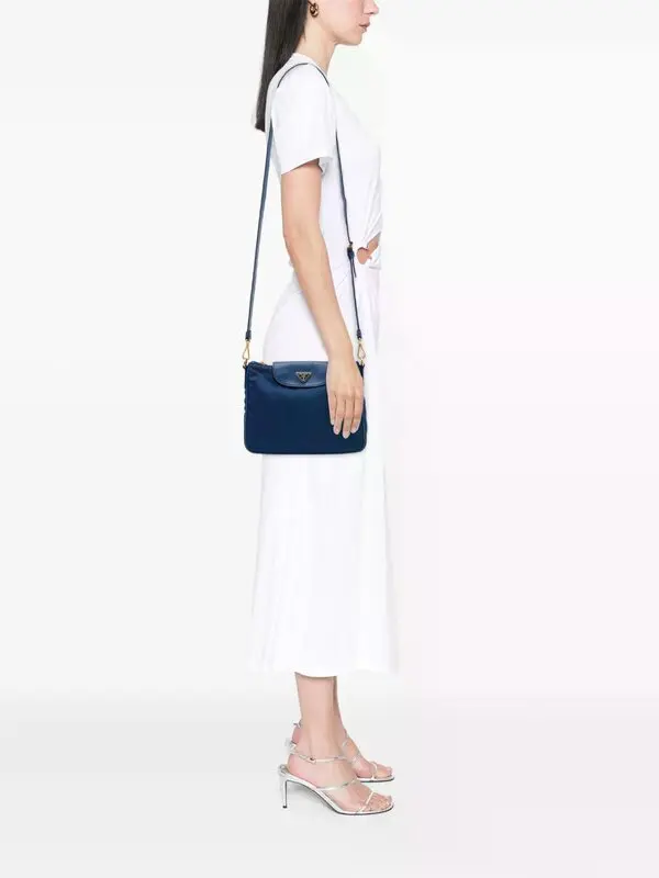 Prada 2000-2013 Saffiano Trimmed Tessuto Crossbody Bag