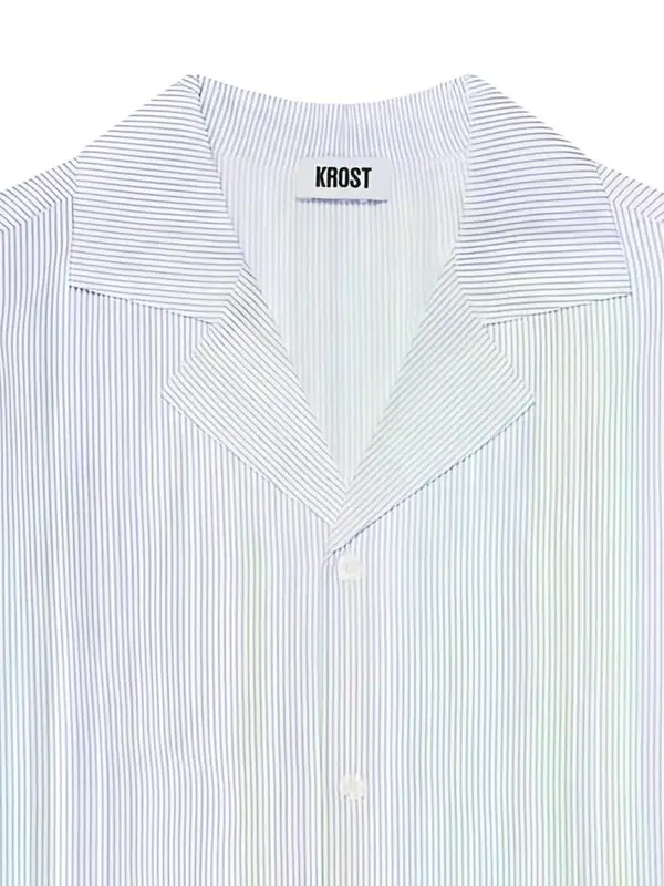 KROST Striped Camp-collar Shirt - Blue