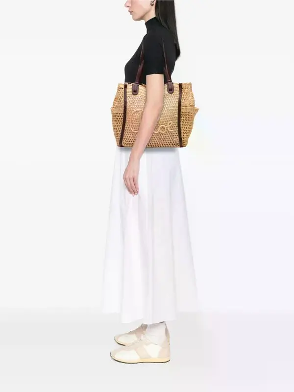 Chloé 2026 Small Raffia Embroidered Logo Iconic Tote Satchel
