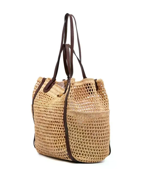 Chloé 2026 Small Raffia Embroidered Logo Iconic Tote Satchel