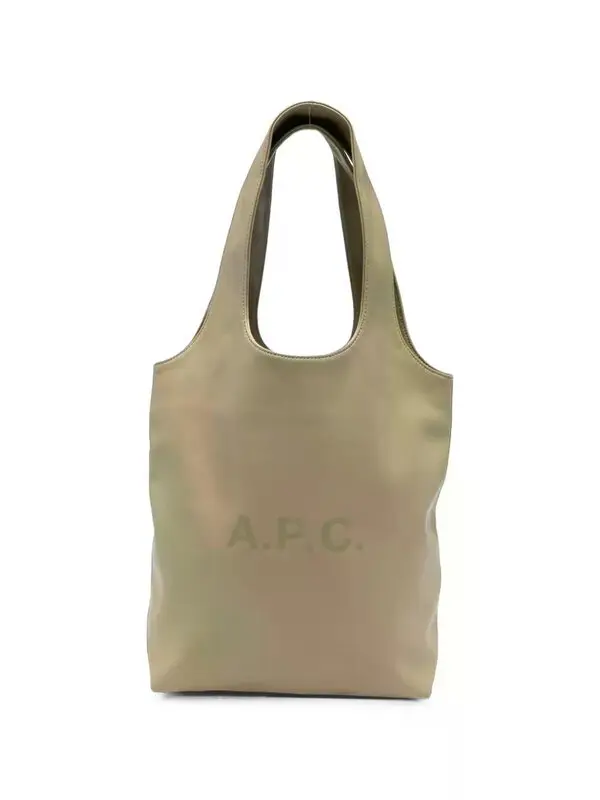 A.p.c. Logo-print Leather Tote Bag - Neutrals