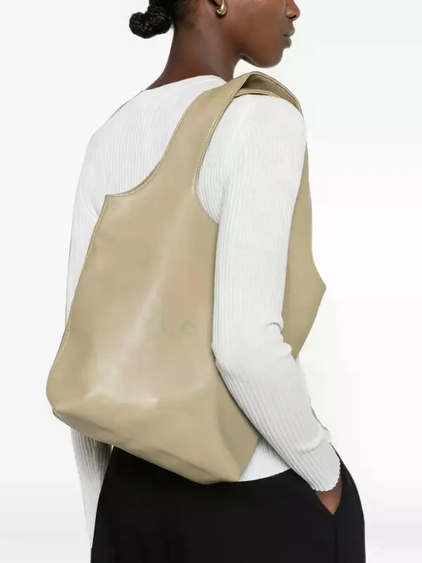 A.p.c. Logo-print Leather Tote Bag - Neutrals