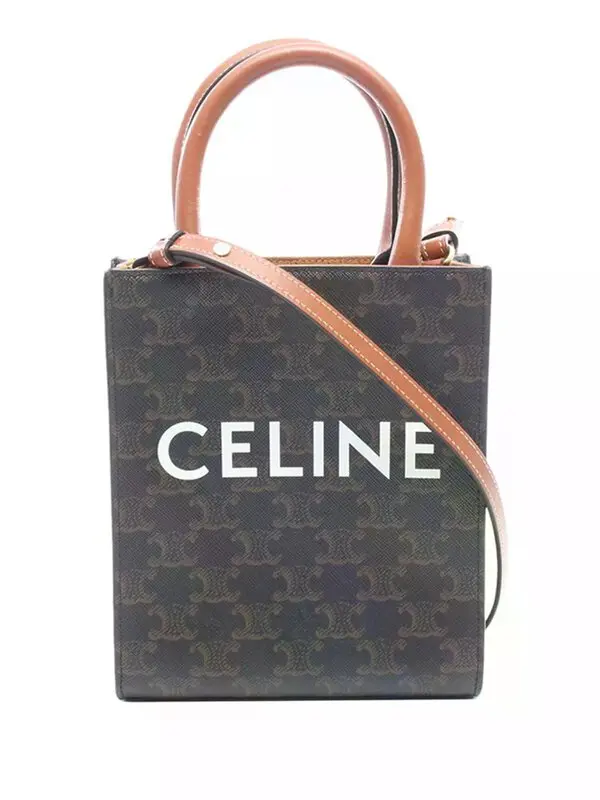 Celine 2000-2026 Mini Triomphe Coated Canvas Vertical Cabas Satchel