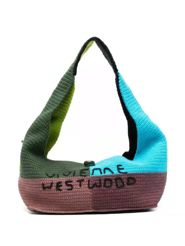 VIVIENNE WESTWOOD Crochet-knit Logo-embroidered Shoulder Bag - Multicolour