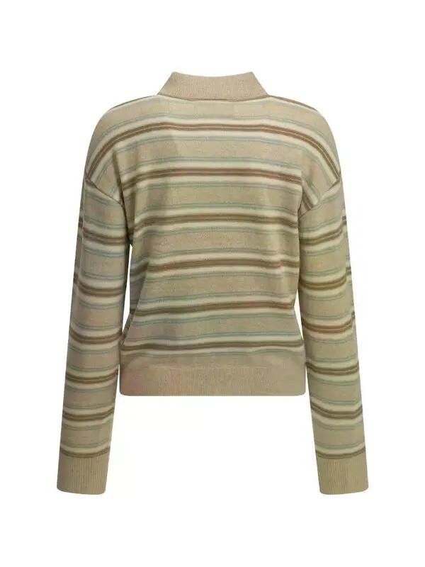 Guest In Residence Collegiate Striped Polo Top - Neutrals