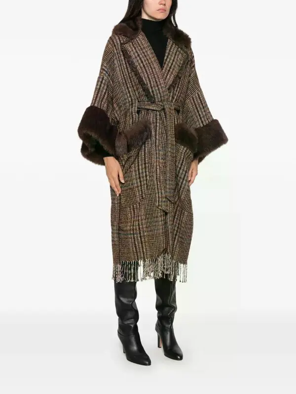 FRONT STREET 8 Check-pattern Faux-fur-trim Jacket