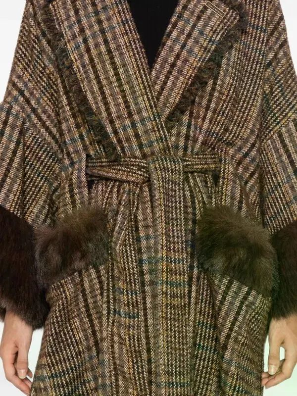FRONT STREET 8 Check-pattern Faux-fur-trim Jacket