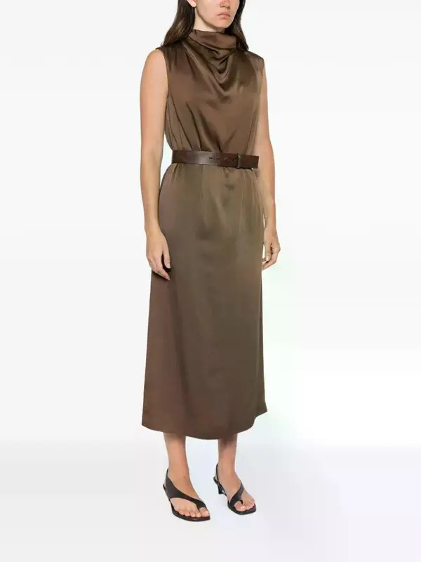 Brunello Cucinelli Belted Sleeveless Midi Dress
