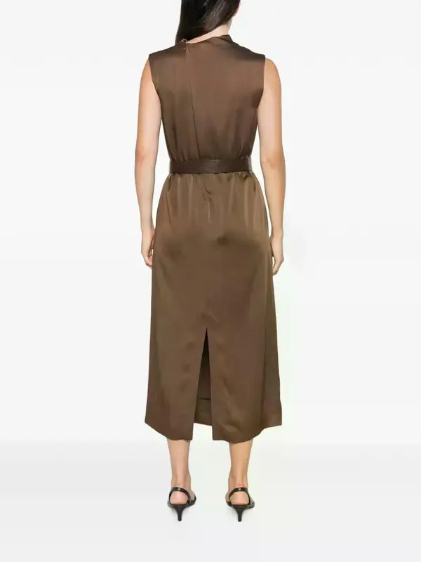 Brunello Cucinelli Belted Sleeveless Midi Dress