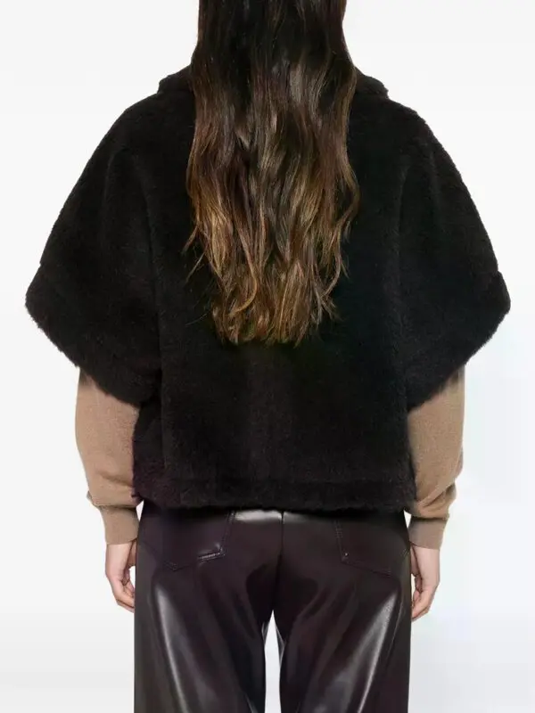 Max Mara Button-up Wool Fleece Cape Coat