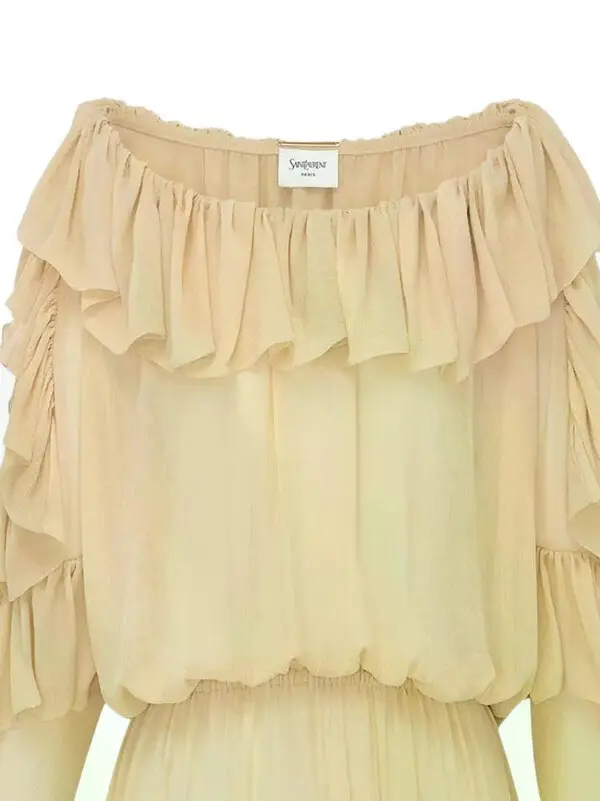 Saint Laurent Ruffled Dress - Neutrals