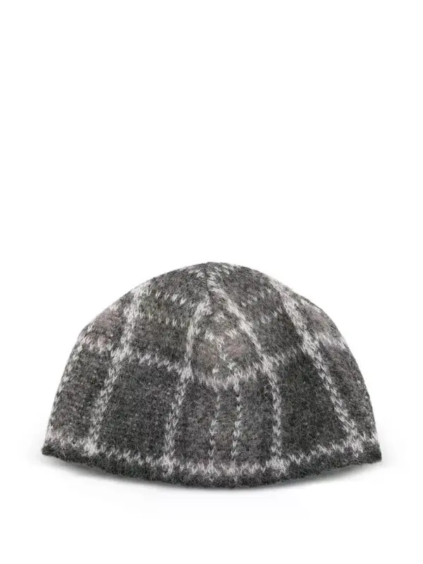 Our Legacy Check-pattern Beanie Hat - Grey