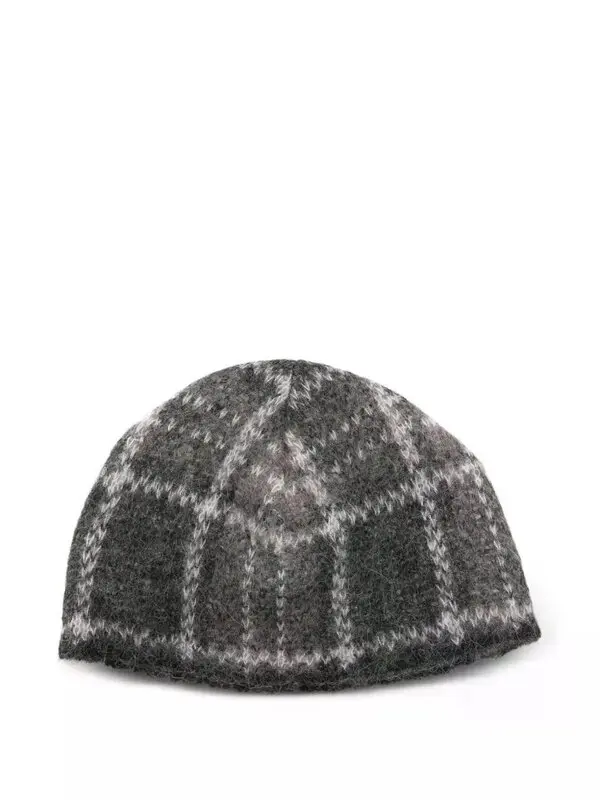 Our Legacy Check-pattern Beanie Hat - Grey
