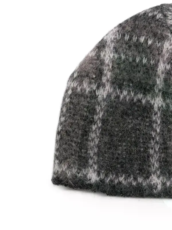 Our Legacy Check-pattern Beanie Hat - Grey