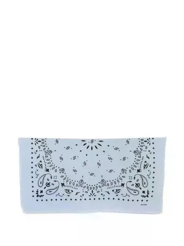 KUJTEN Paisley-print Frayed-edge Scarf - Blue