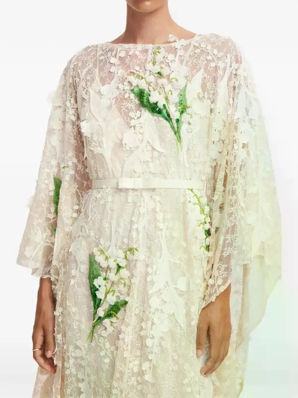 LEO LIN Willow Floral-embroidered Maxi Dress